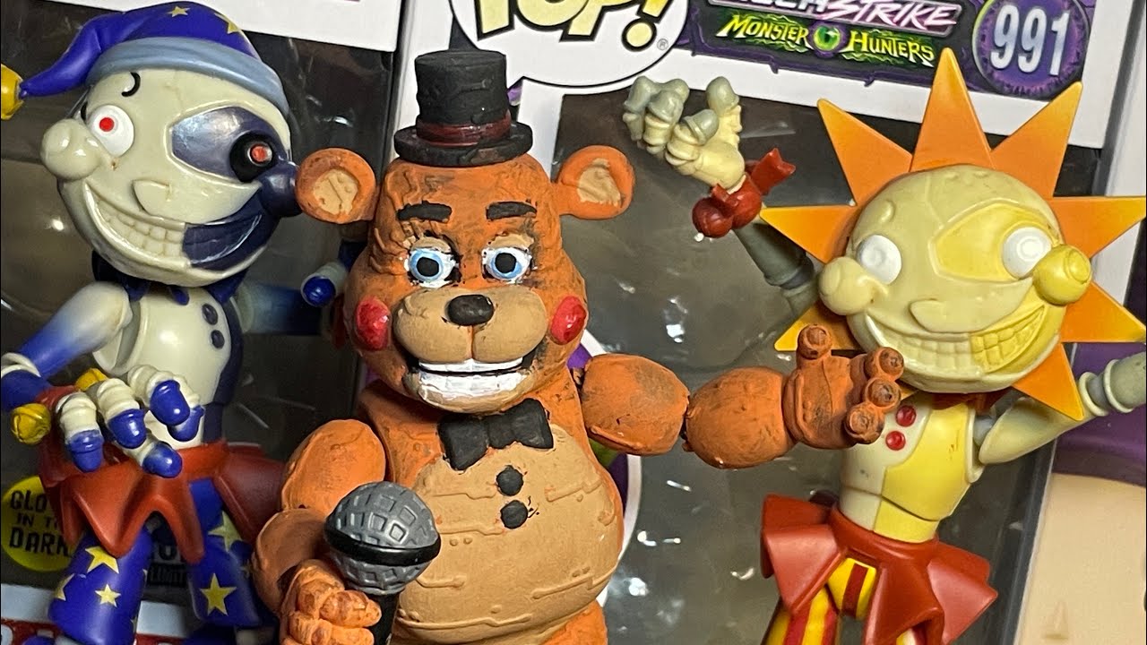 My custom toy Freddy, moondrop, and sundrop action figures!!! - YouTube