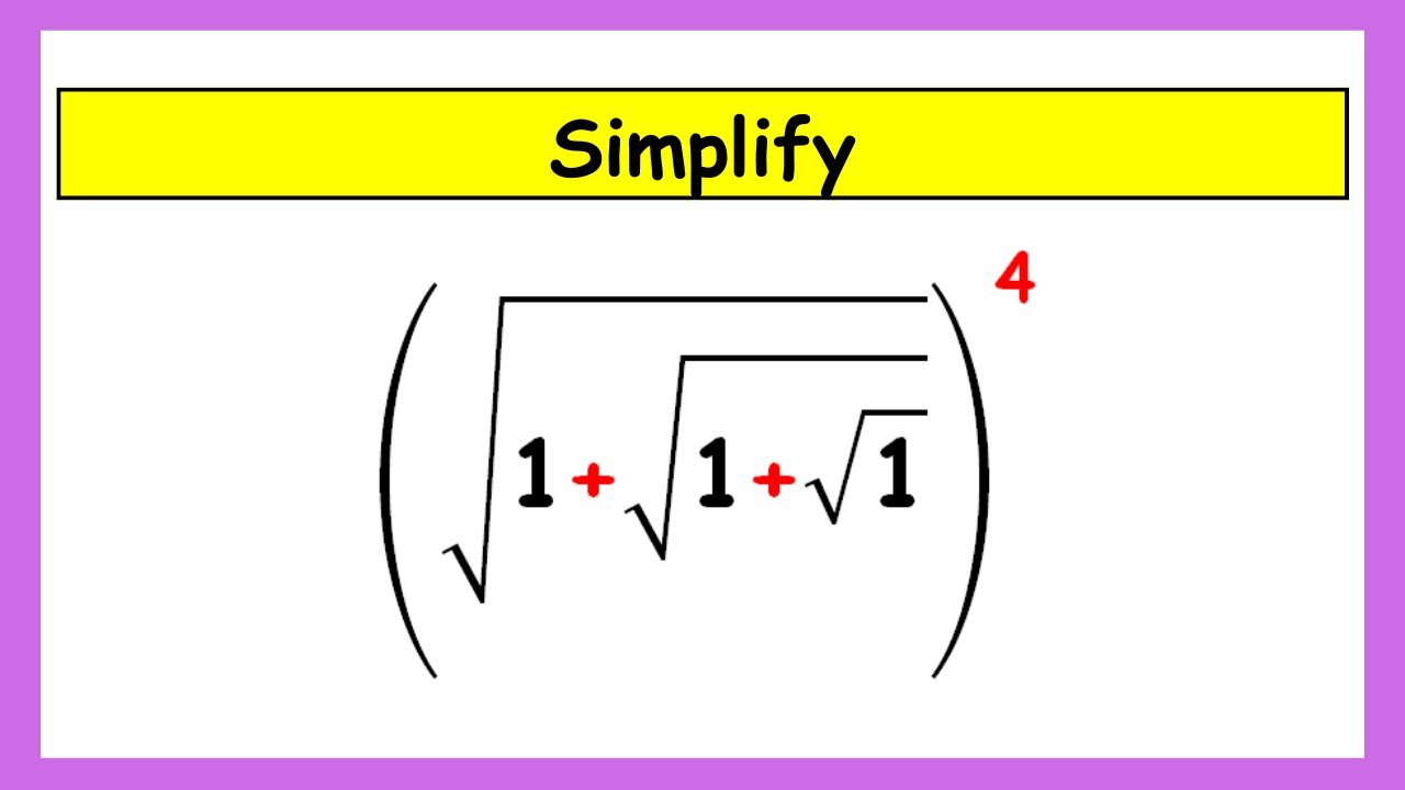 🔴A Nice Algebra Square Root Math Simplification | Can You Solve This ...