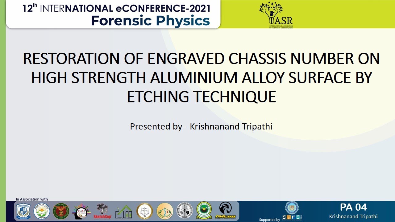 Restoration of Engraved Chassis Number on High Strength Aluminium Alloy ...