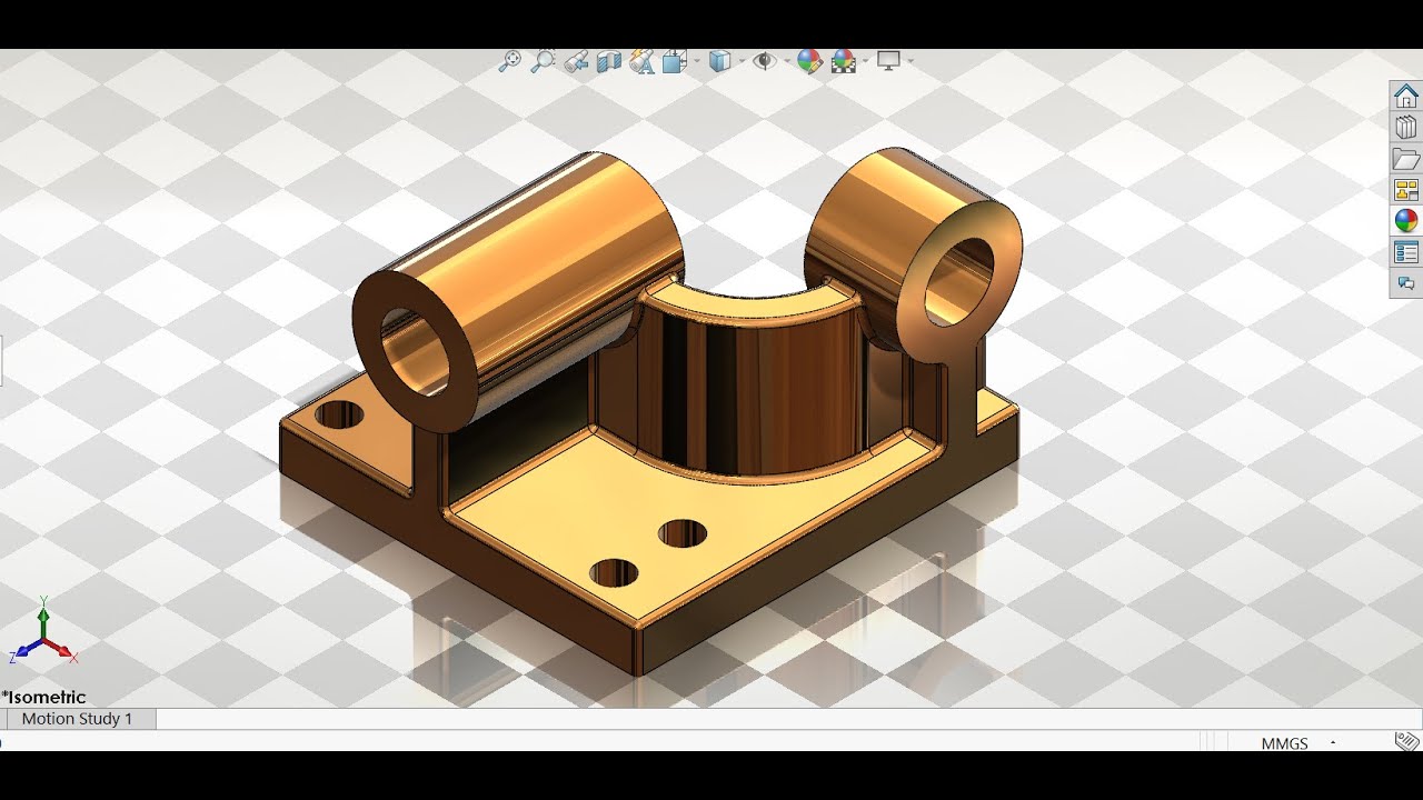 solidworks tutorial lead screw bracket part 33 - YouTube