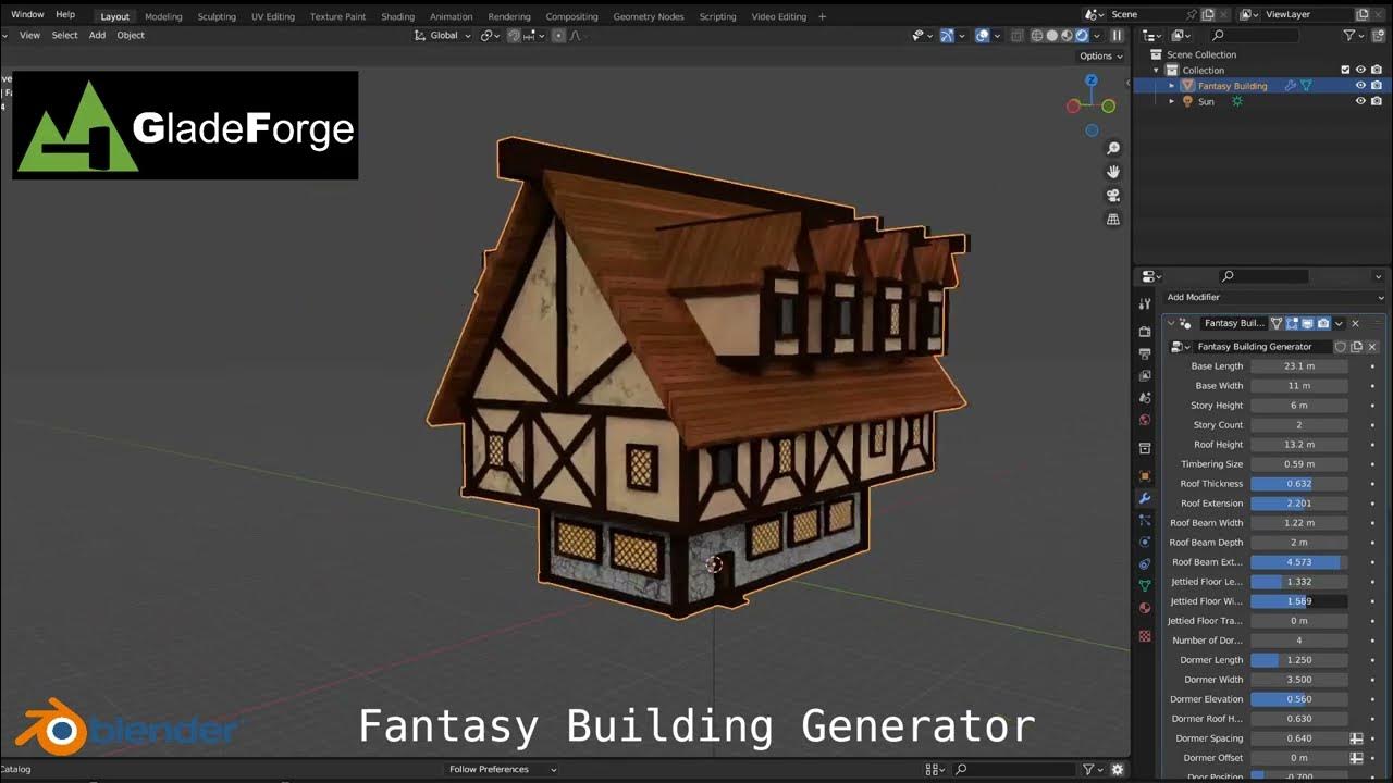 Blender Geometry Nodes Add-On - Fantasy Building Generator - YouTube