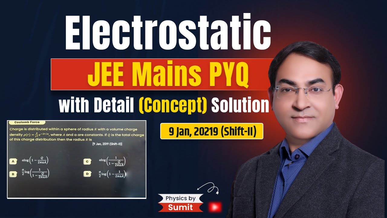 Electrostatic JEE Main PYQ with Solutions 9 Jan, 2019 Shift-II) | Physics by Sumit - YouTube