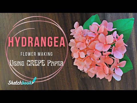 Hydrangea Flower making with crepe paper | Sketchbook - YouTube