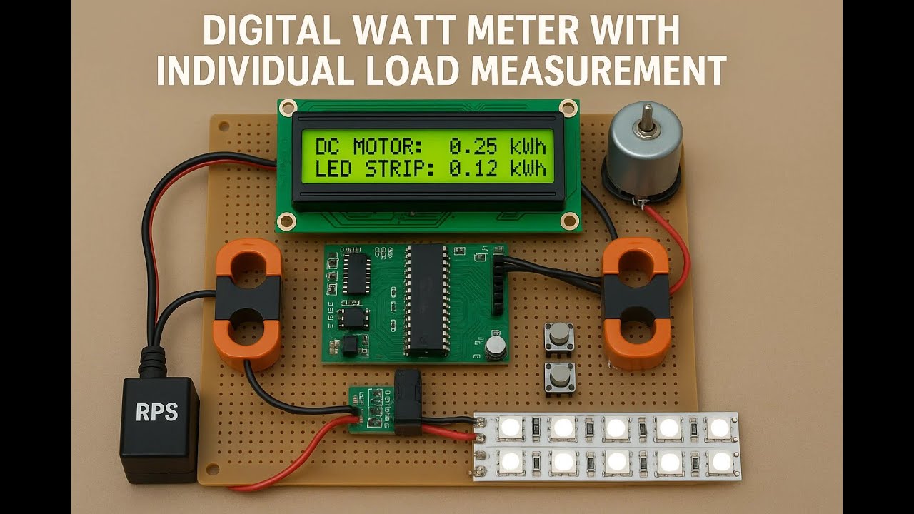 Digital watt meter with individual load measurement - YouTube