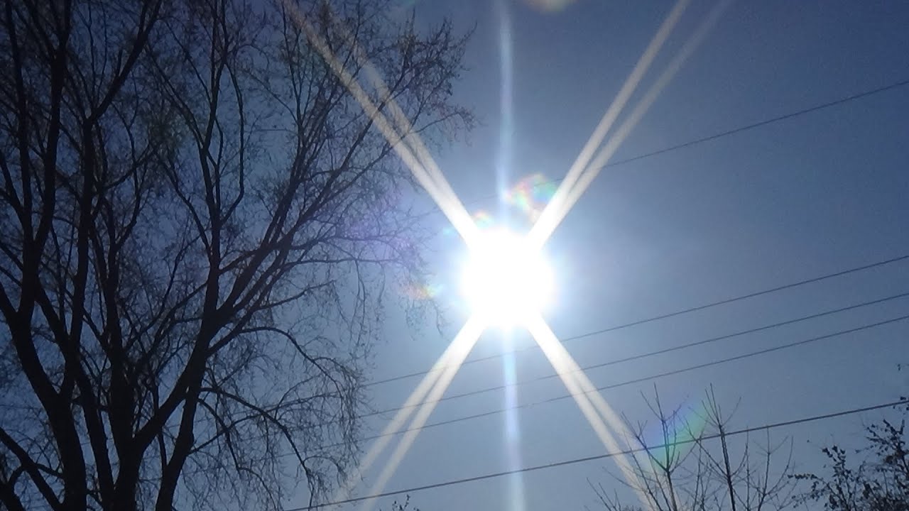 nice clear blue sky today big bright white sun shine 1 degrees now 12 ...