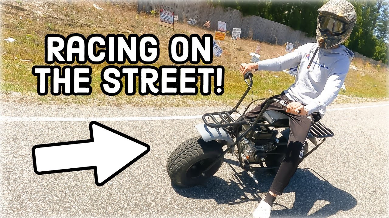 Racing mini bikes on the street! - YouTube