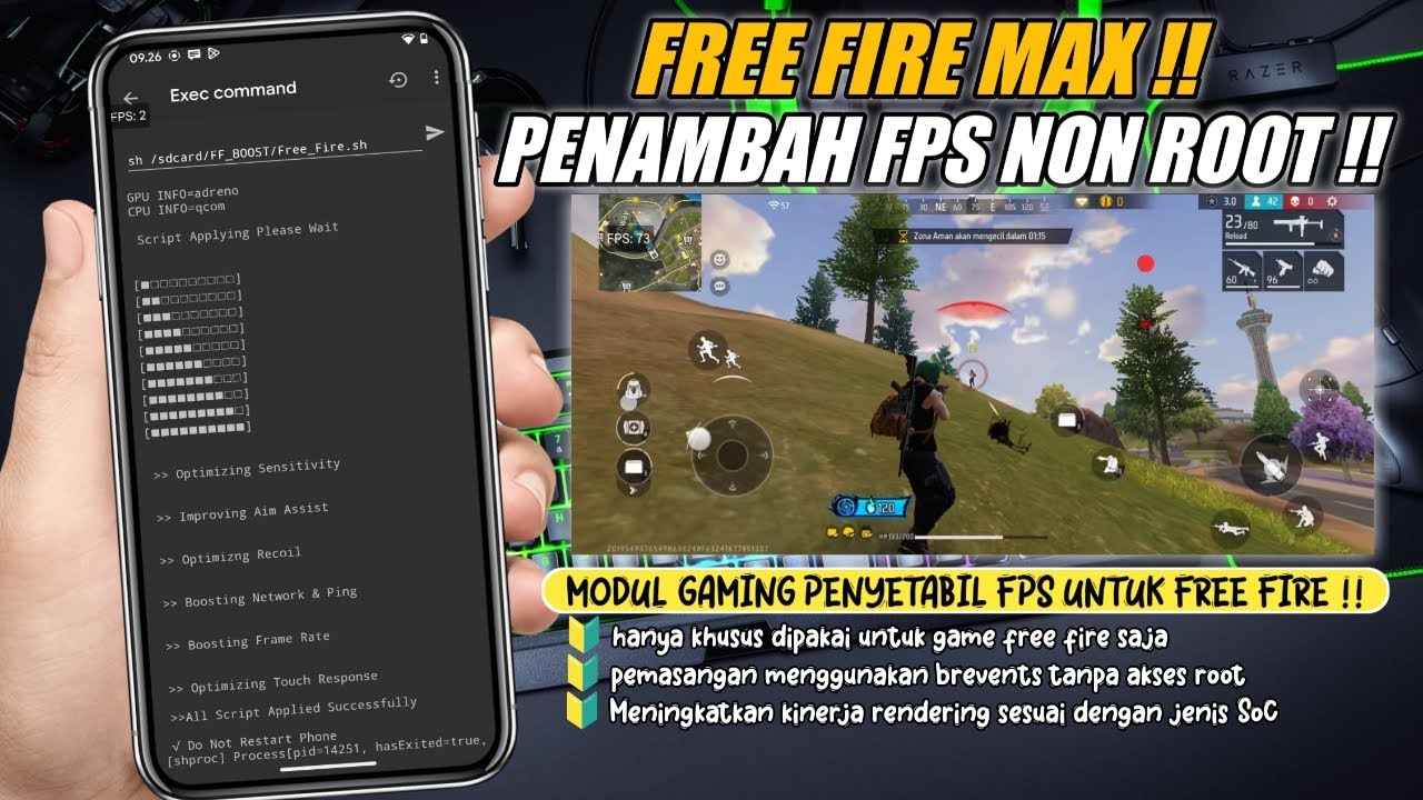 MODUL GAMING NO ROOT PENAMBAH FPS FREE FIRE MAX UNIVERSAL - YouTube