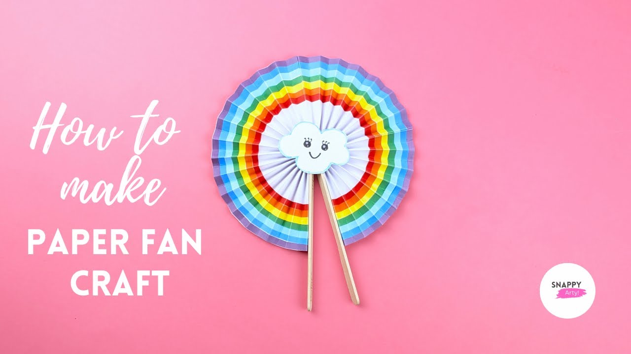 How to make a Rainbow Paper Fan | Paper Fan Origami | Paper Fan Craft ...