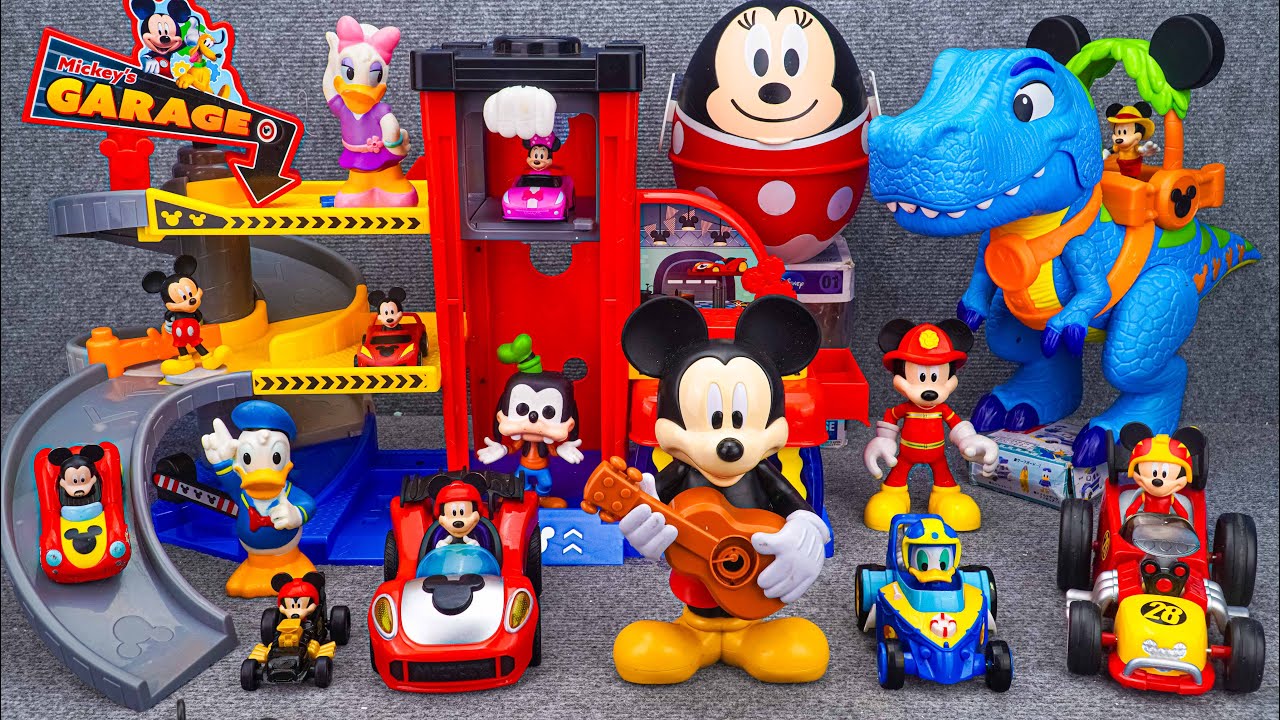 Satisfying with Unboxing Disney Mickey Mouse Vehicle Race Garage ...