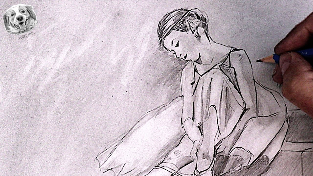 How to draw a girl with pencil and eraser using negative space drawing ...