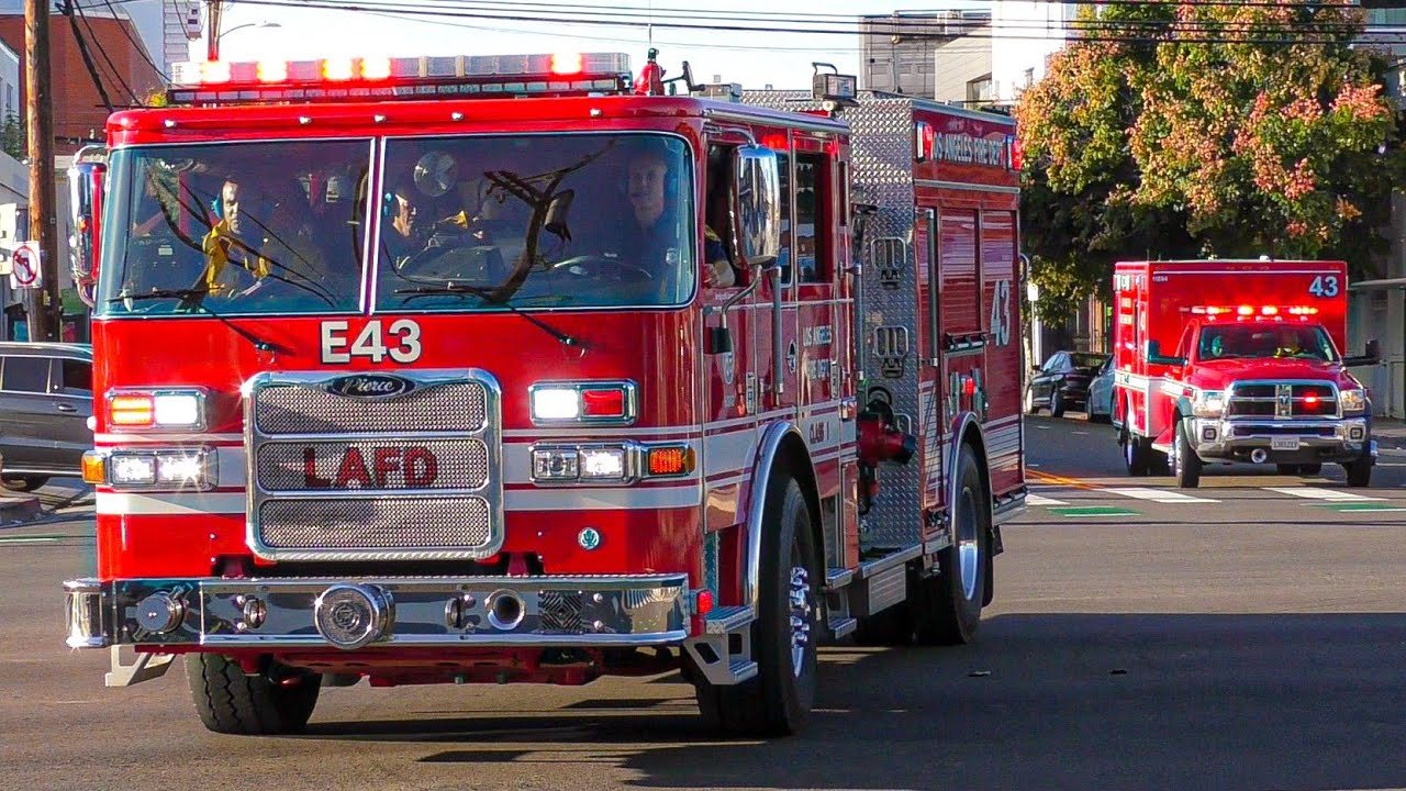 LAFD Engine 43, Rescue 43, & Culver City Fire Dept. Engine 41 ...