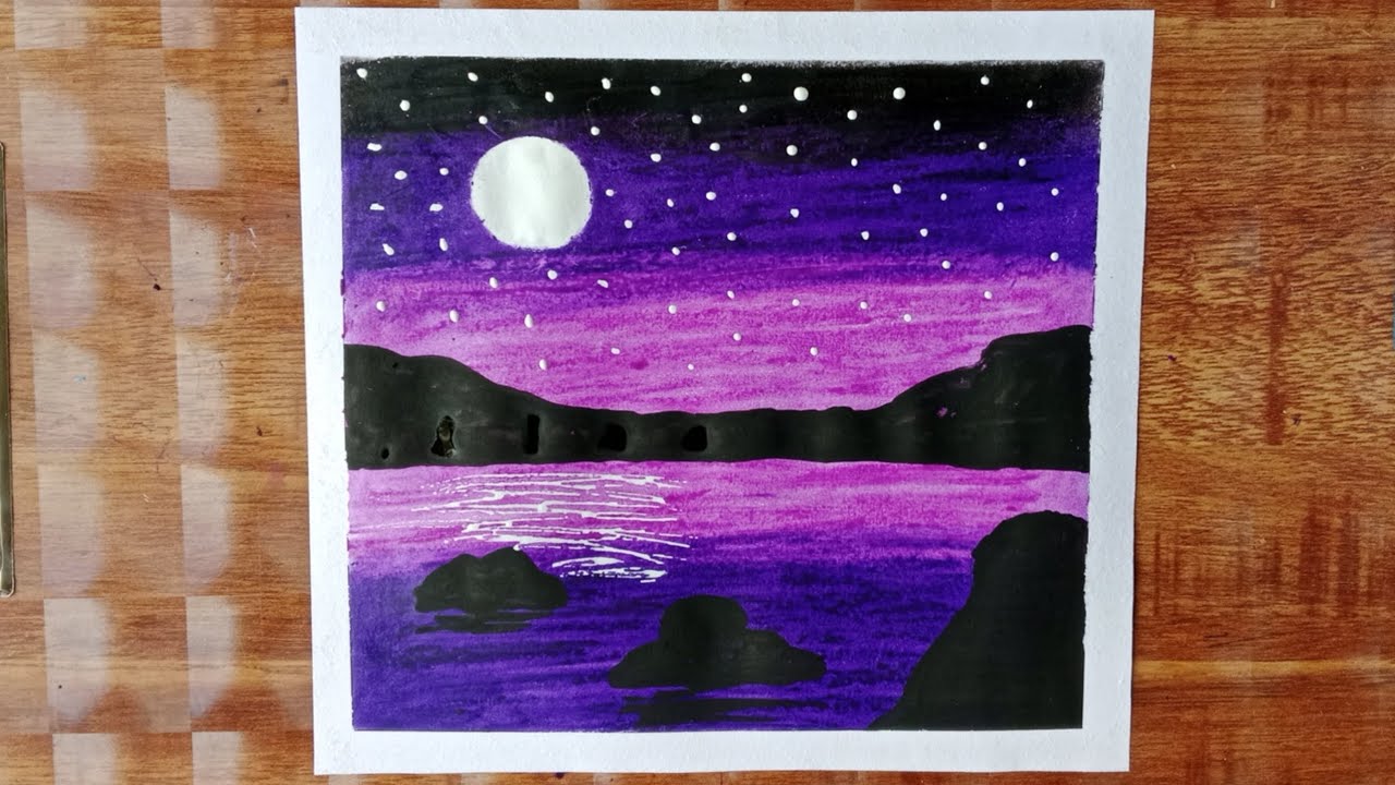 How to draw moonlight Dream scenery step by step Drawing for Beginners ...