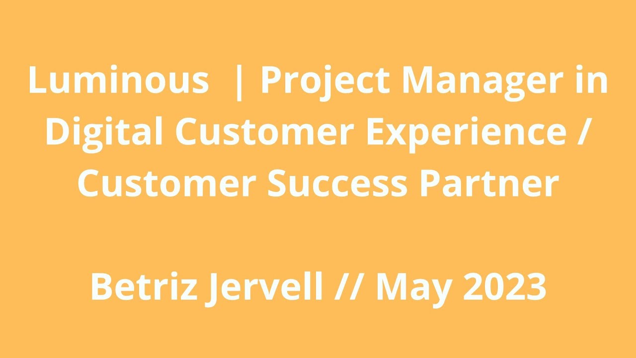 Project Manager Luminous Beatriz Jervell - YouTube