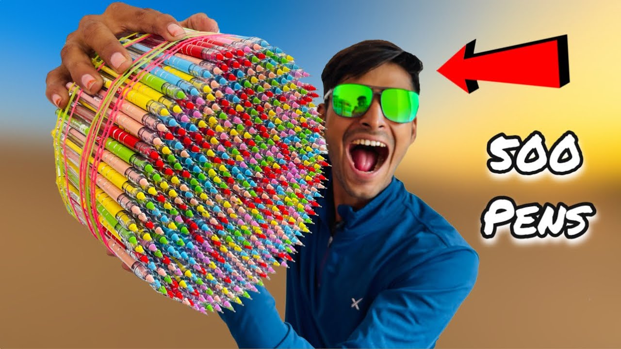 Writing With 500 Pens At Once - कमाल हो गया जब 500 पेन से एक साथ लिखा 😎 ...