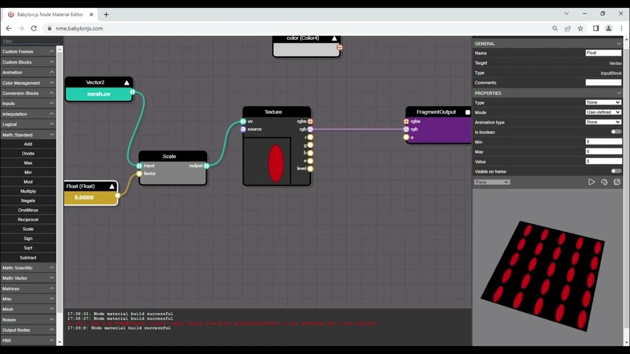 Scale node Babylon js | node material editor - YouTube