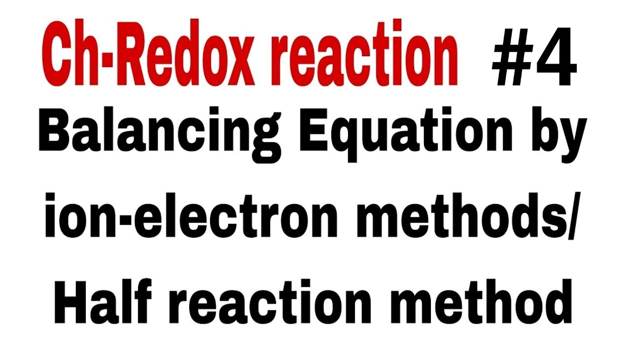 Ch-Redox reaction|| Balancing Equation by ion-electron methods/ half ...
