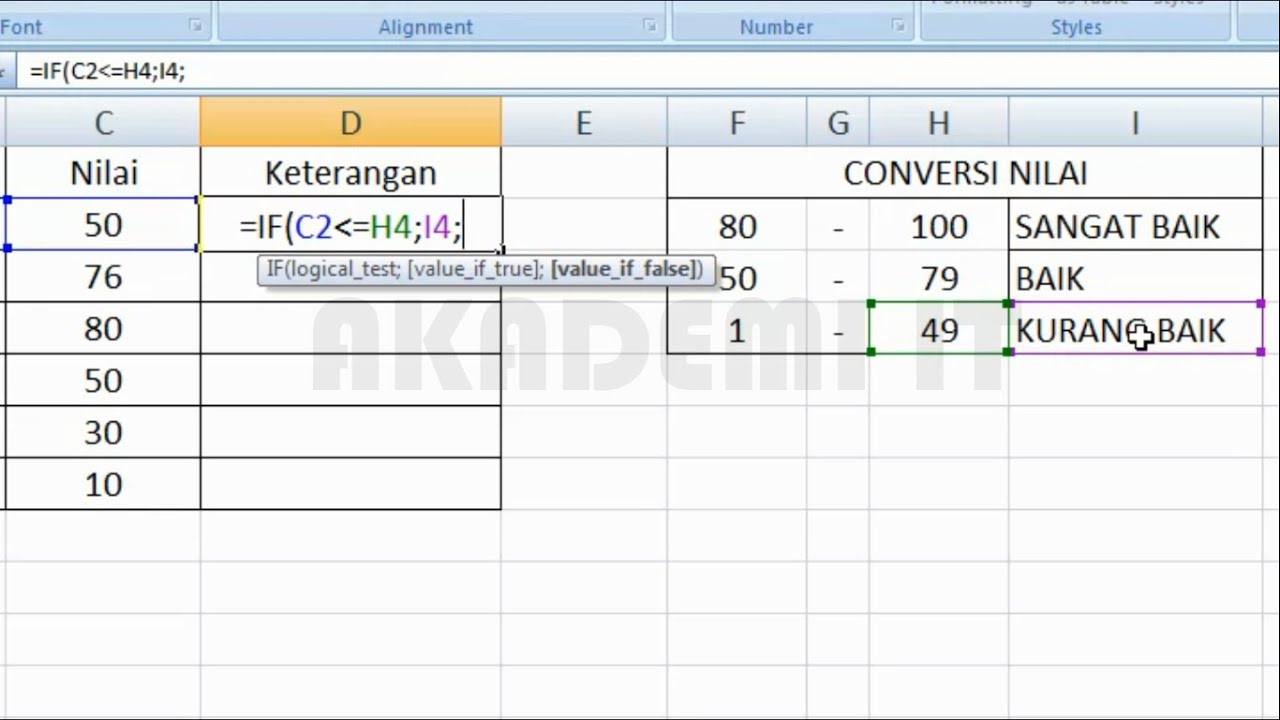 Tutorial Cara Menggunakan Rumus If Dengan Tambahan Conversi Nilai ...