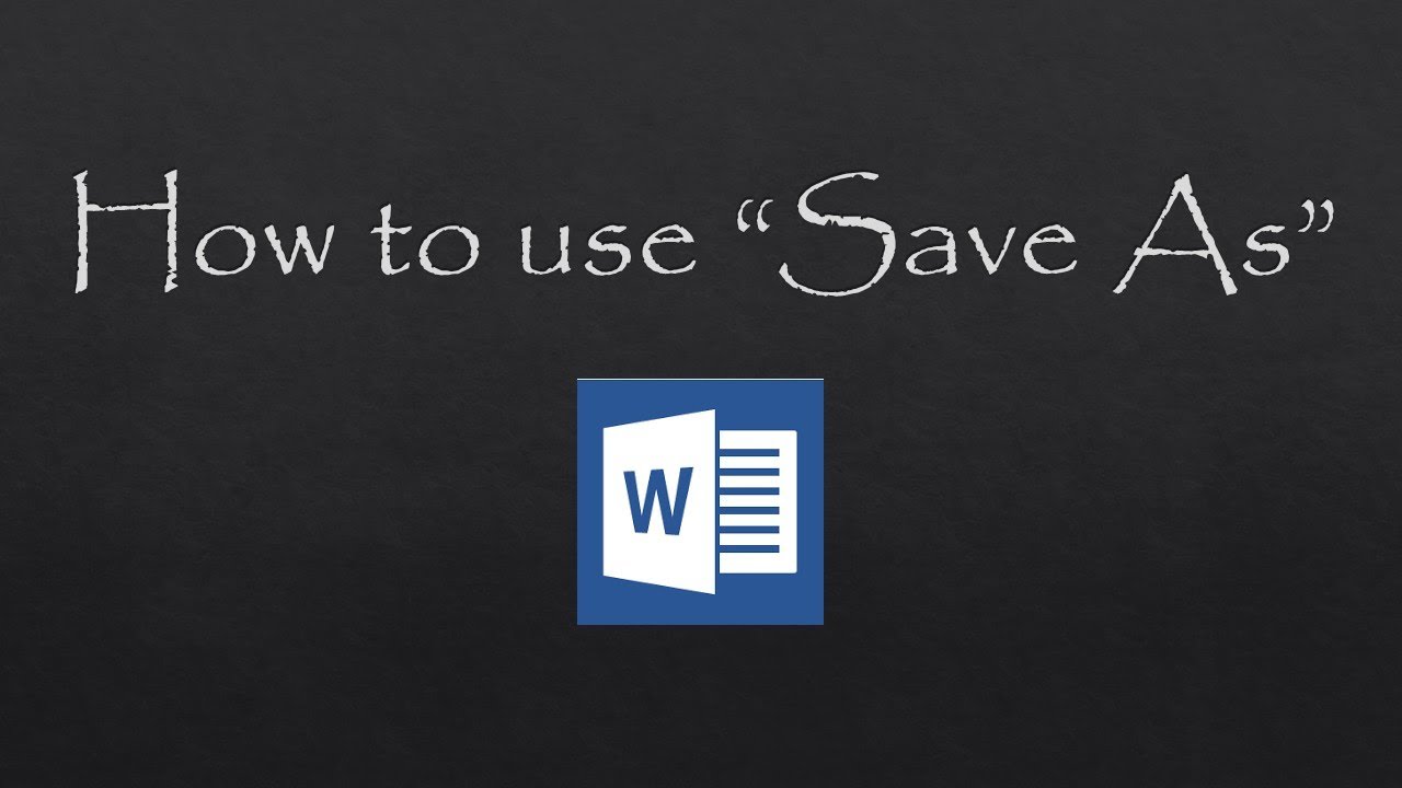 How to use "Save As" function - YouTube