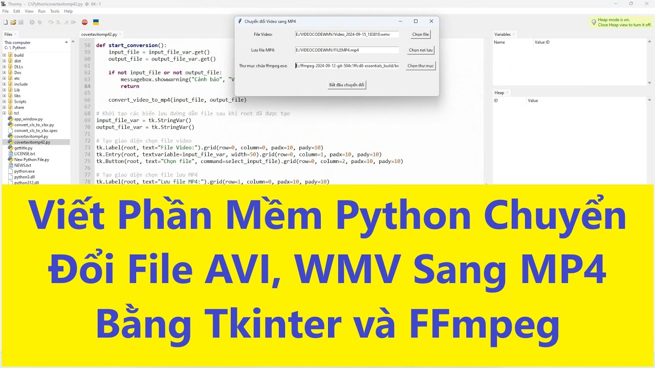 Lập trình Python Chuyển Đổi File AVI, WMV Sang MP4 Bằng Tkinter và FFmpeg - YouTube