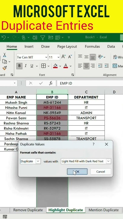 Dealing with Duplicate data in Excel | Easy trick #exceltrick #exceltips - YouTube