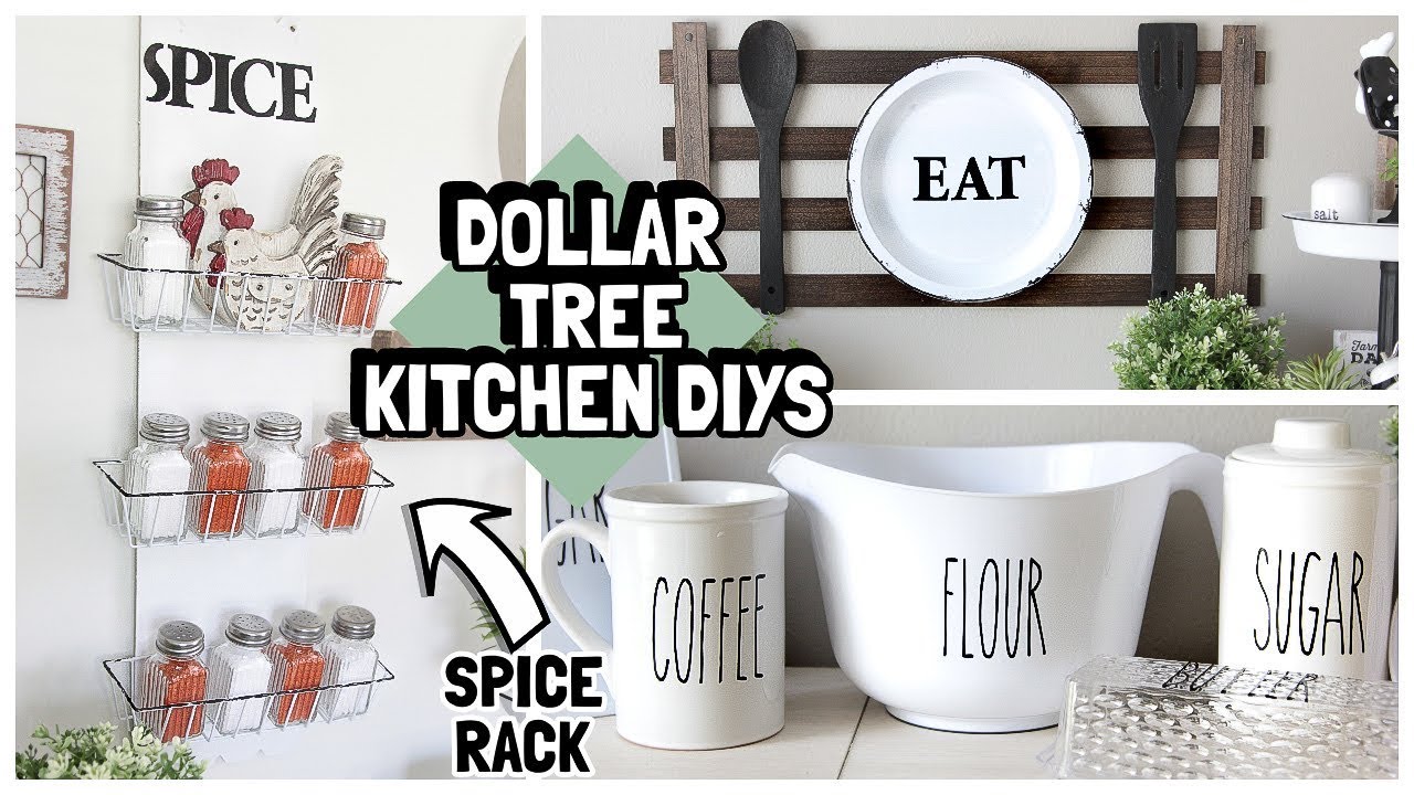 DOLLAR TREE KITCHEN DIYS 2019 | SPICE RACK | RAE DUNN KITCHENWARE - YouTube