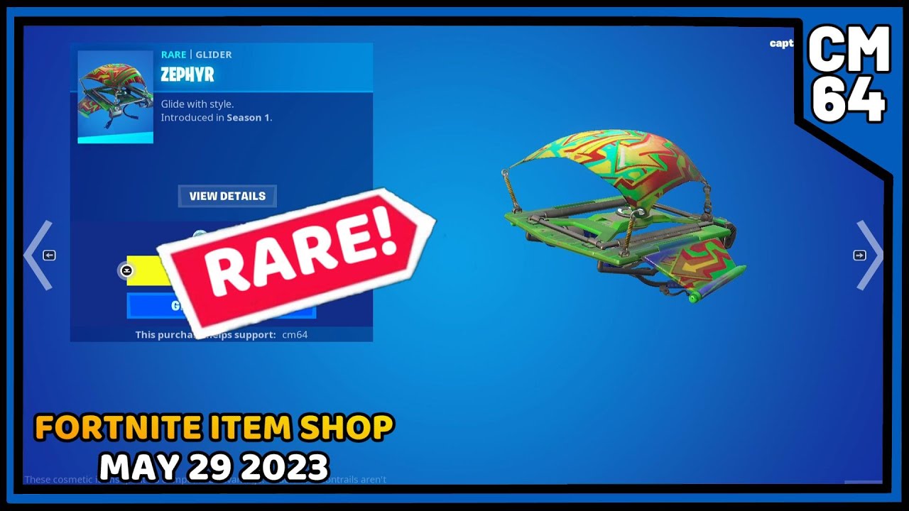 RARE ZEPHYR GLIDER [] Fortnite Item Shop May 29 2023 - YouTube