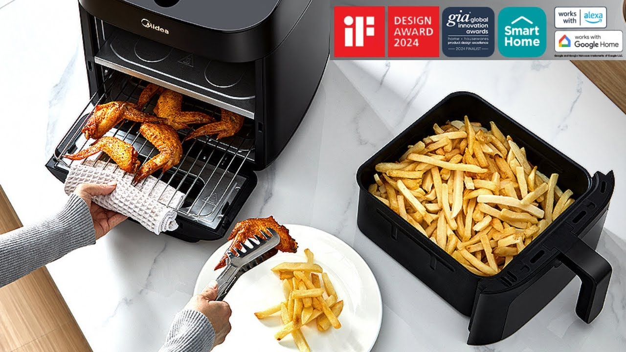 Midea Dual Basket Air Fryer Oven 11 Quart 8 in 1 Functions | Bake ...