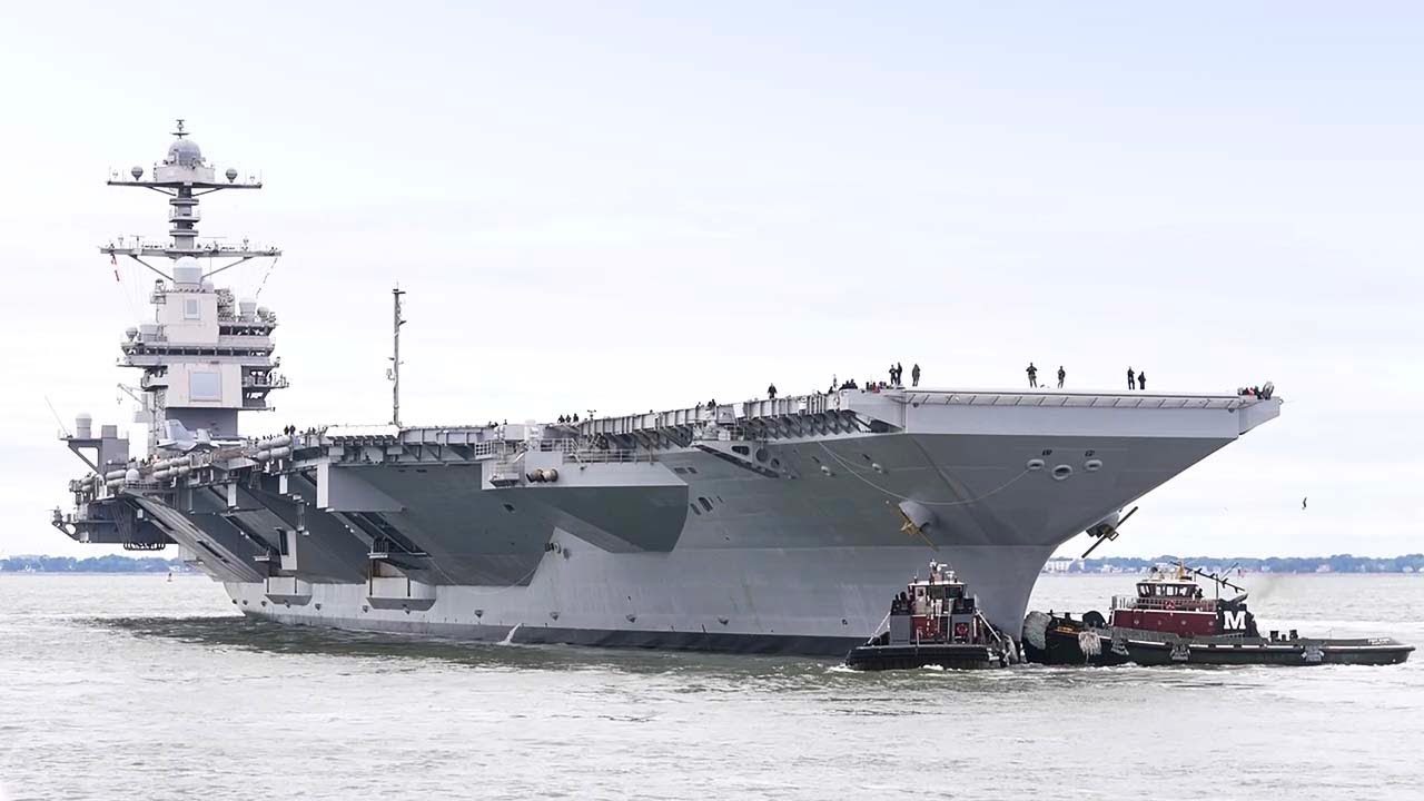 USS Gerald R Ford sails on maiden deployment - YouTube