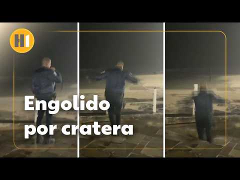 Civil Guard falls into sinkhole after ground collapses in Praia Grande, SP
