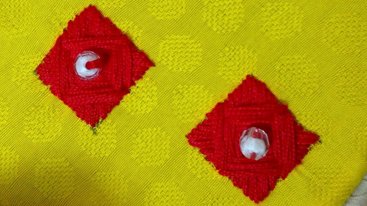 Square Shape Hand Embroidery || All Over Design For Dresses || Easy ...