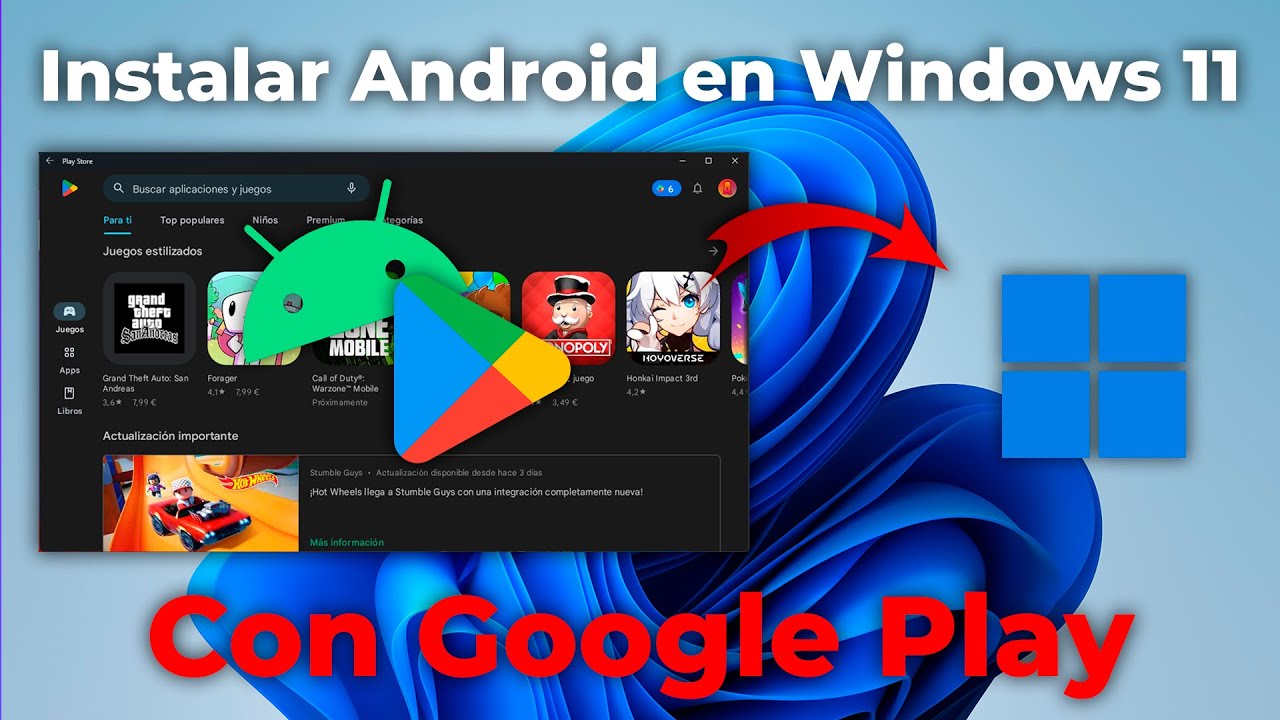 COMO INSTALAR ANDROID EN WINDOWS 11 CON GOOGLE PLAY - YouTube