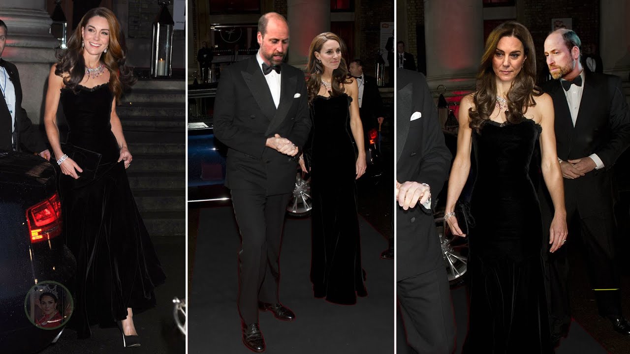 Catherine Dazzles In A FIGURE-HUGGING Evening Gown and Black Velvet ...