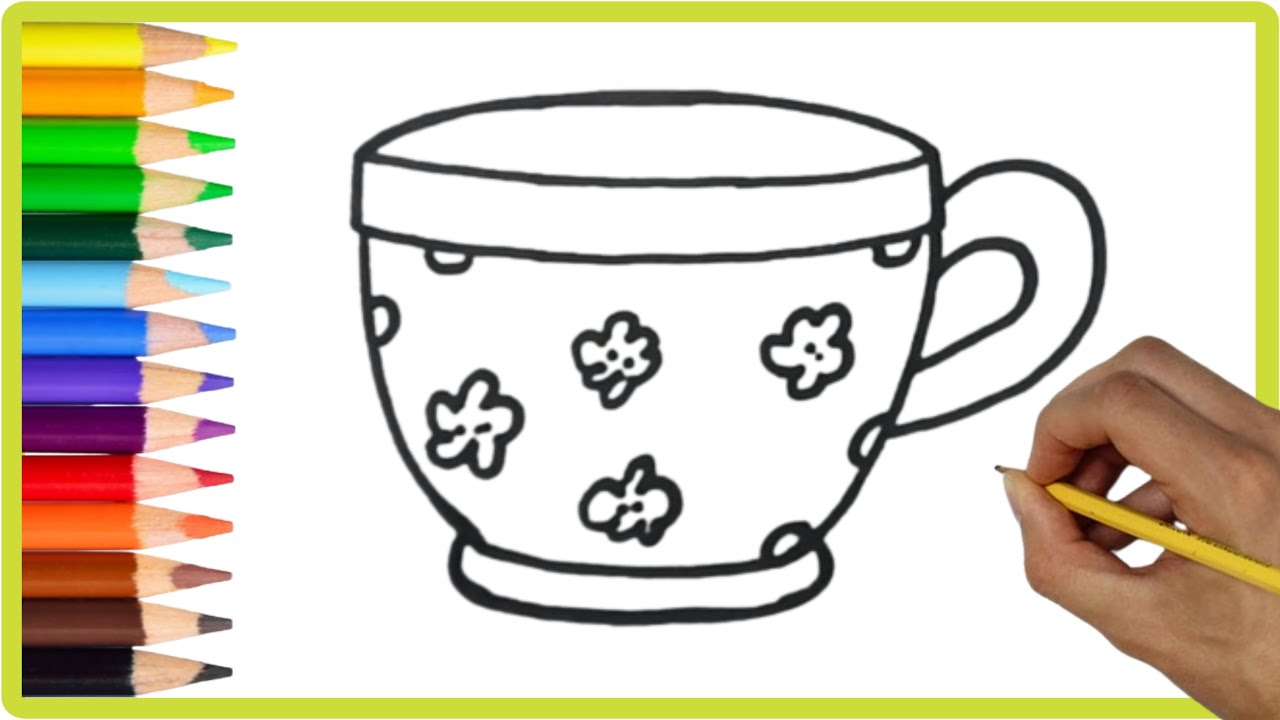 Cup Drawing | How to draw cup drawing | Colouring cup drawing for ...