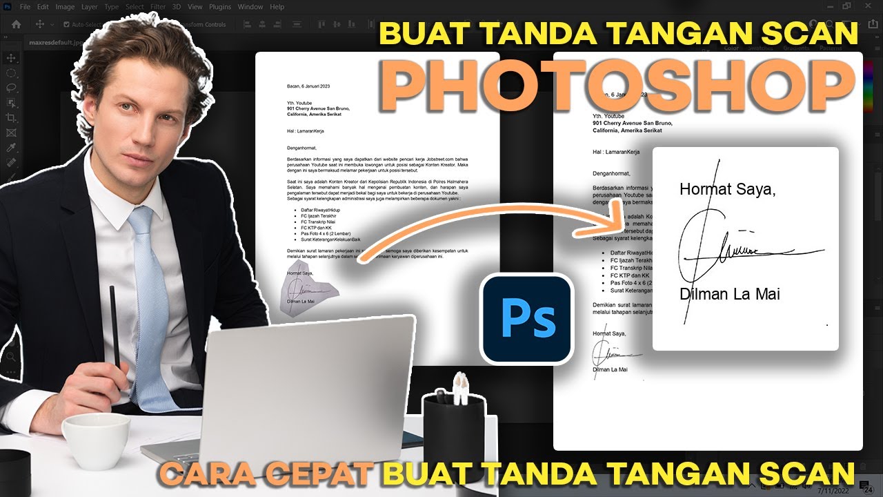 BUAT TANDA TANGAN SCAN DI PHOTOSHOP !! Cara Bikin Tanda Tangan Scan ...