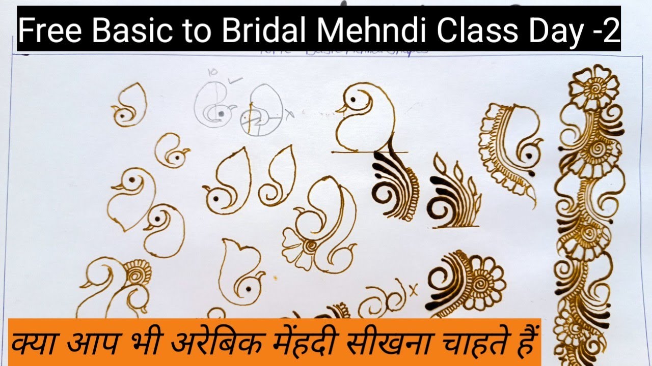 Free Basic to Bridal Mehndi class Day -2 | Heena class | Mehndi designs ...