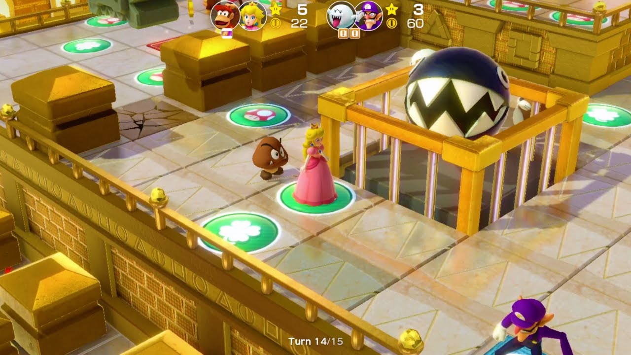 Super Mario Party | Diddy - Peach vs Boo - Waluigi #26 Turn 10 player 1 ...