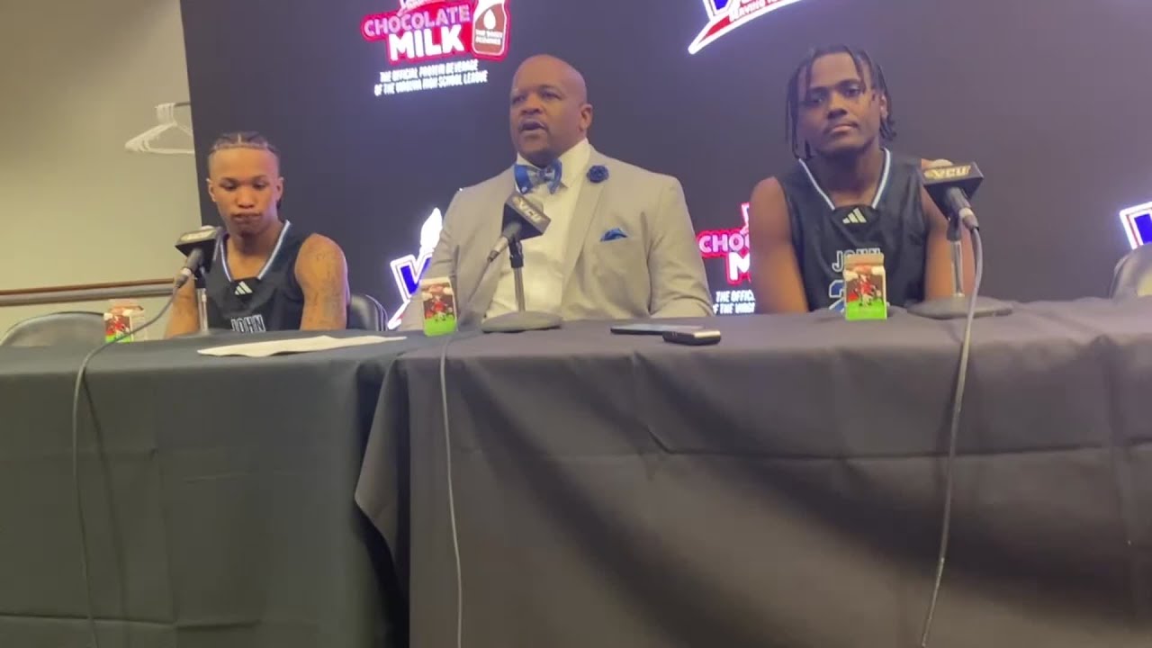 John Marshall boys basketball coach Ty White, players Redd Thompson ...