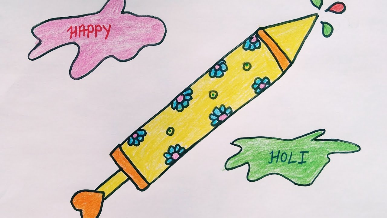 Learn to draw a Holi pichkari drawing. #drawing #holi - YouTube