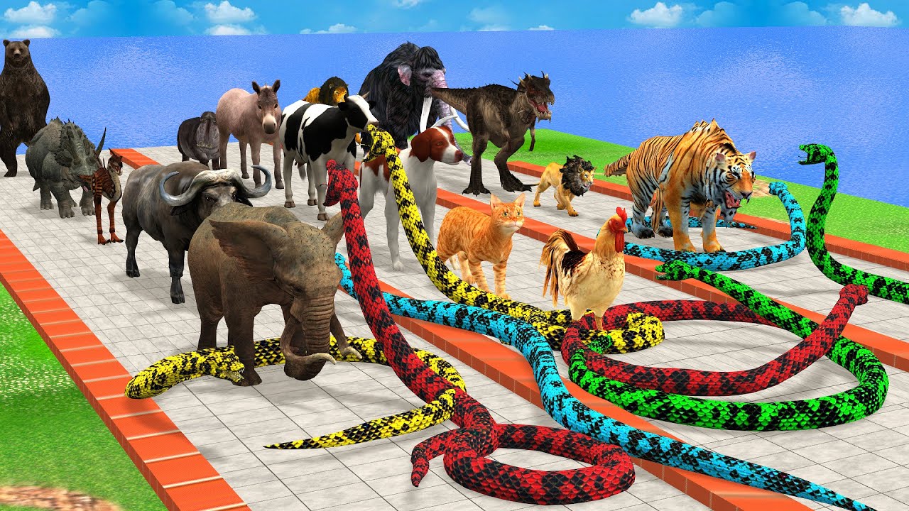 Reptiles Battle | Revolt of Giant Titanoboa vs Dinosaurs vs Wild ...