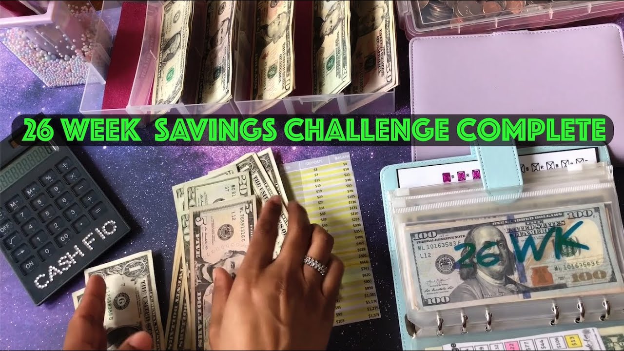 26 Week Savings Challenge Complete #savings #cashstuffing - YouTube