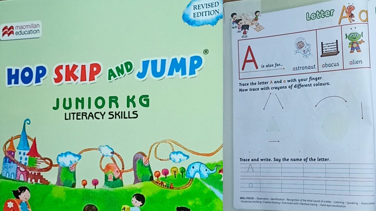 Letter A a / Hop skip and jump junior kg literacy skills pg no 25 26 ...