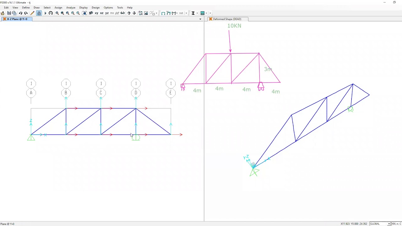 Structure Analysis (2) LAB (SAP2000) #7 - YouTube