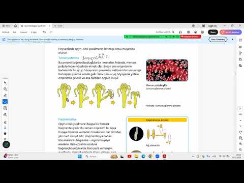 8ci sinif BİOLOGİYA 6.1 Heyvanlarda qeyri cinsi coxalma seh23-26, ders ve tapsiriqlarin izahi