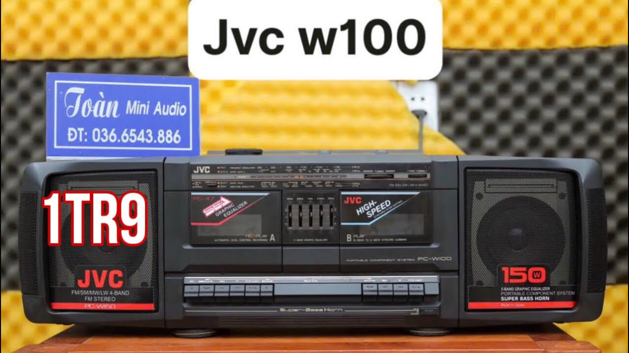 Giảm ngay 200k - JVC w100 Đời 1988 - Chơi cassette rất tốt - LH 036. ...