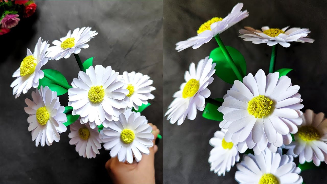 How to Make Daisy Flower From Colour Paper | Beautiful Paper Flower ...