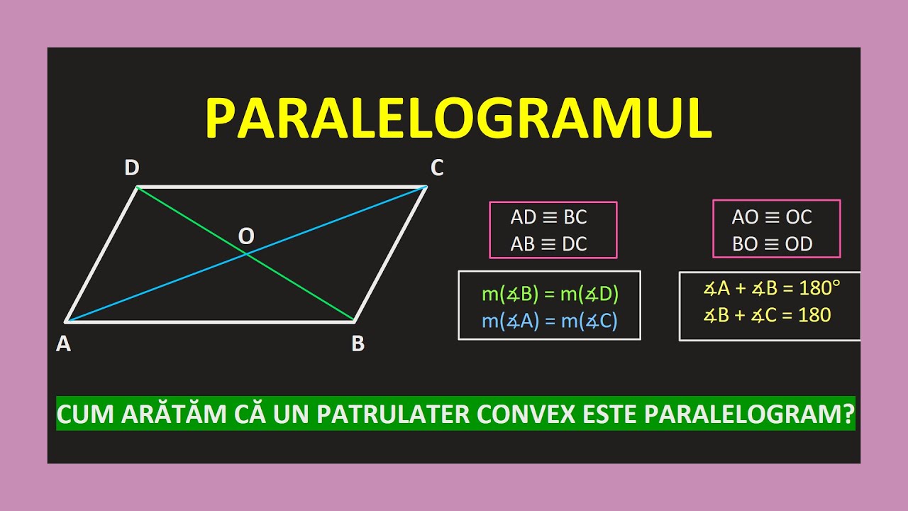PARALELOGRAMUL GEOMETRIE CLASA A 7 A 8 PATRULATERE PROPRIETĂȚI, FORMULA ...