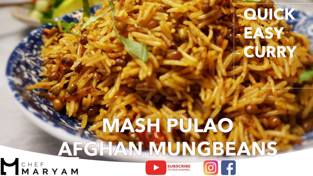 Mash Palaw Recipe Afghan Rice pulao with Mung Beans - YouTube