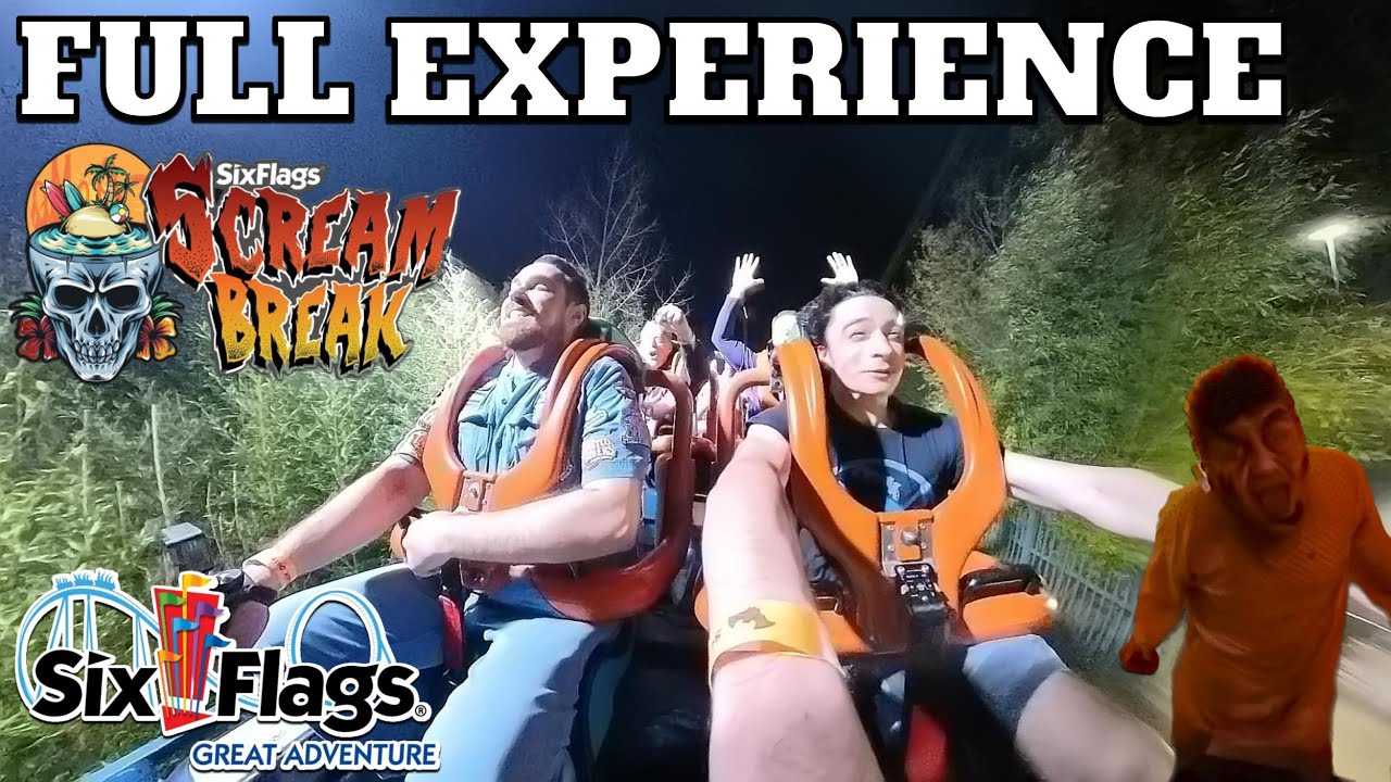 Six Flags Great Adventure Scream Break Full Experience (POVs, Food ...