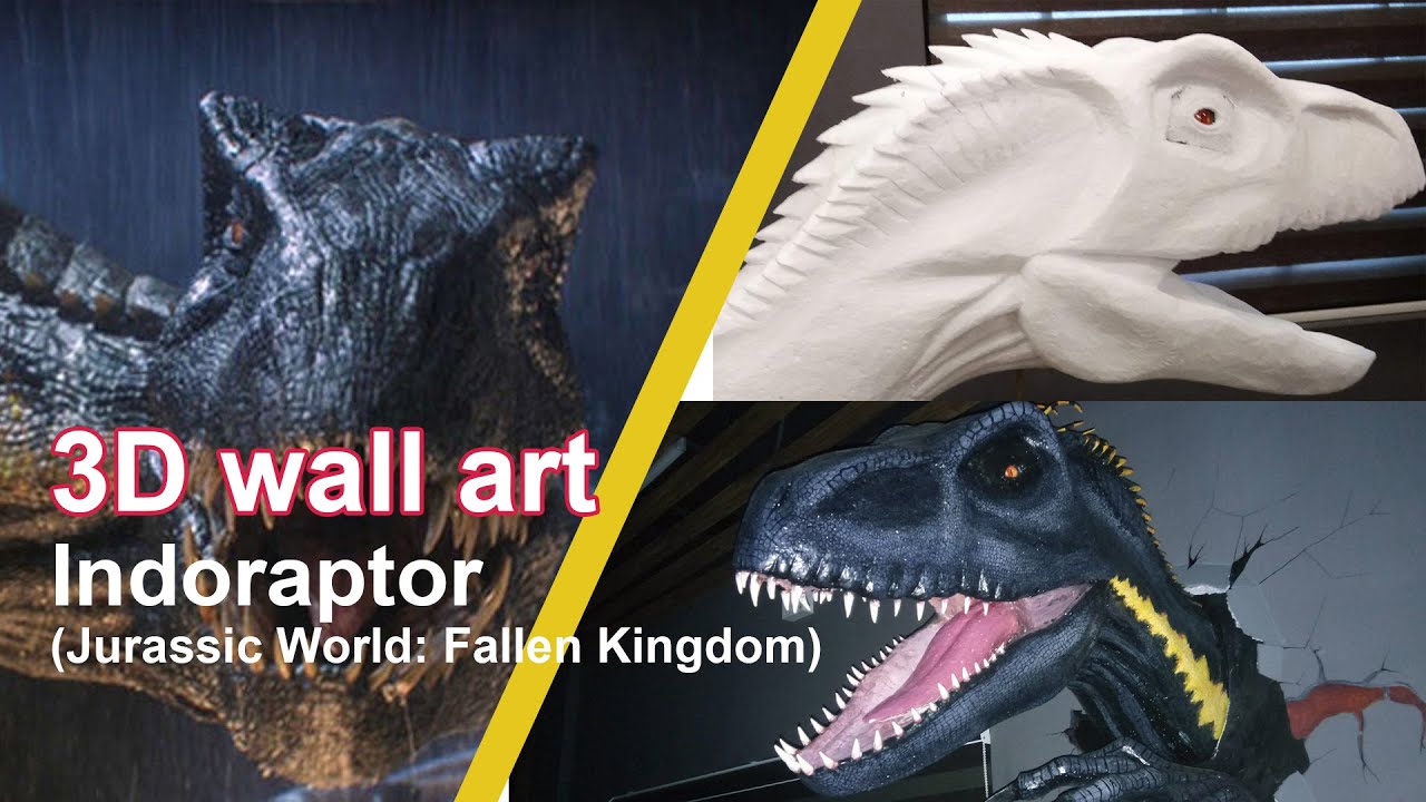 Making of Indoraptor Dinoasaurs Wall Art -Using Thermocol DIY - YouTube