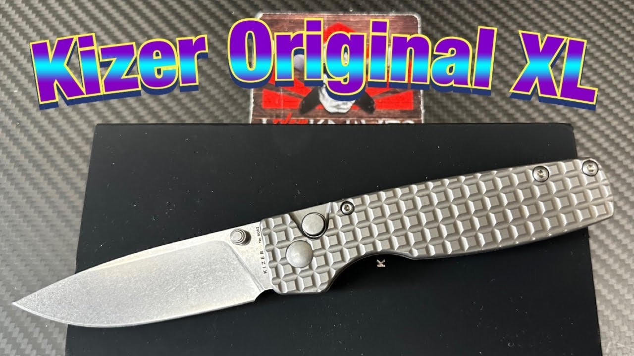 Kizer Original XL button lock titanium frag handle ! - YouTube